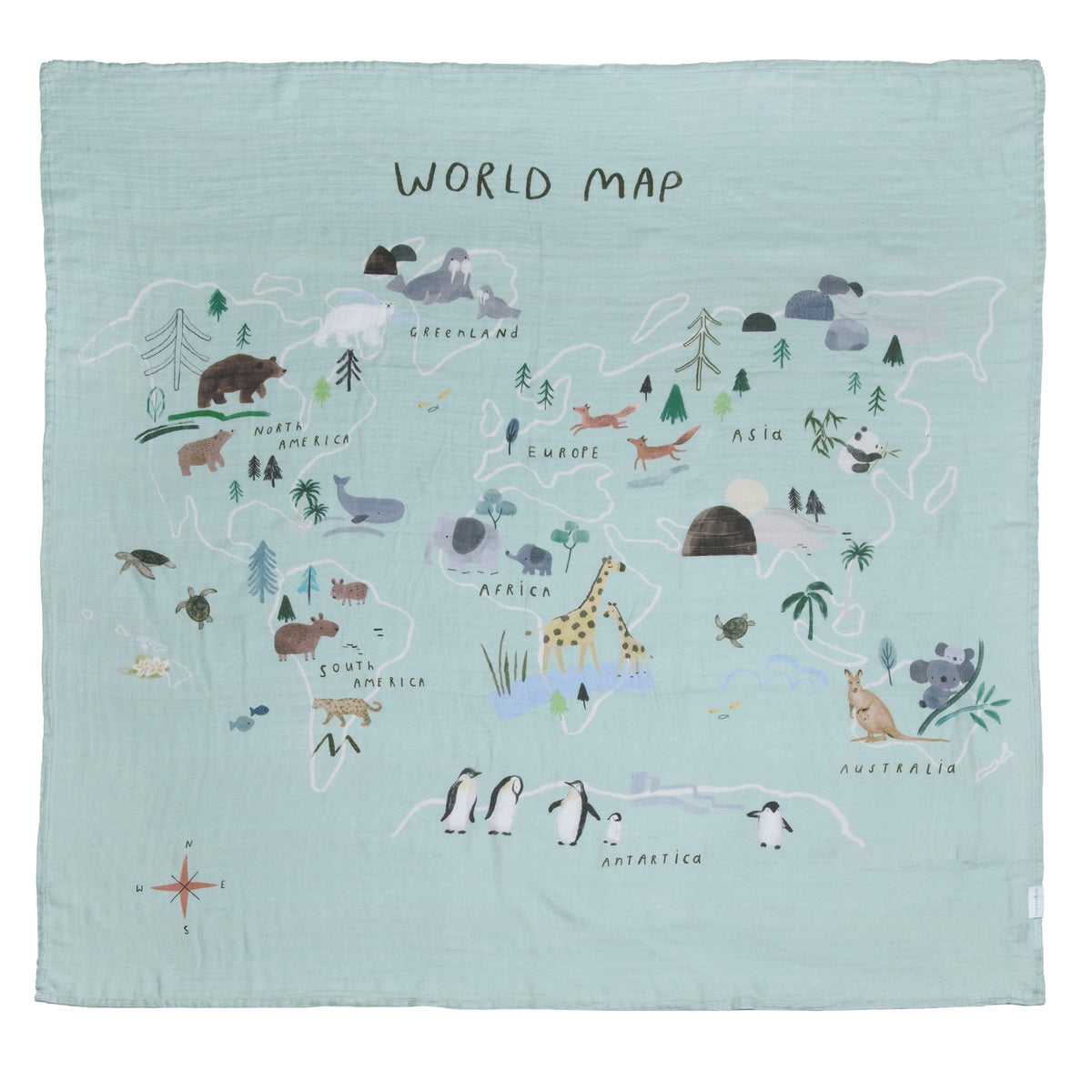 Muslin Swaddle - World Map – LOULOU LOLLIPOP CA